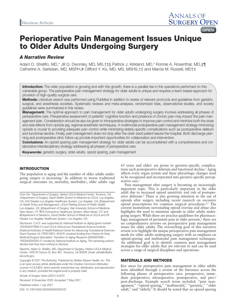 Perioperative Pain Management Issues Unique To.4 | PDF | Analgesic ...