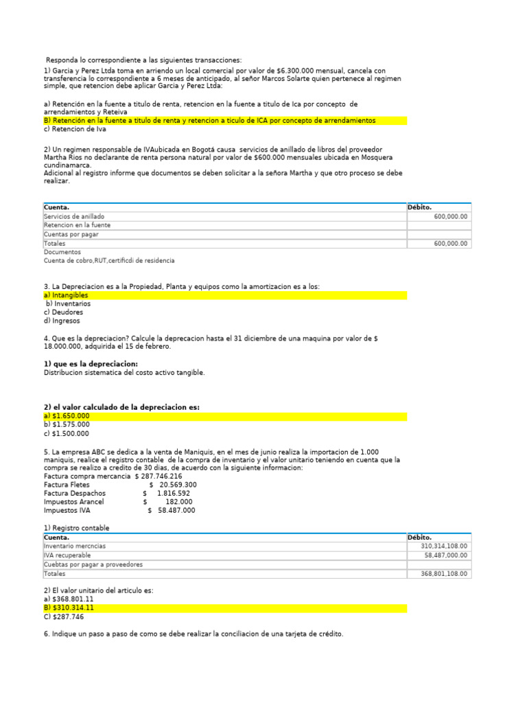 Prueba Analista Contable 2024 | PDF | Factura | Depreciación