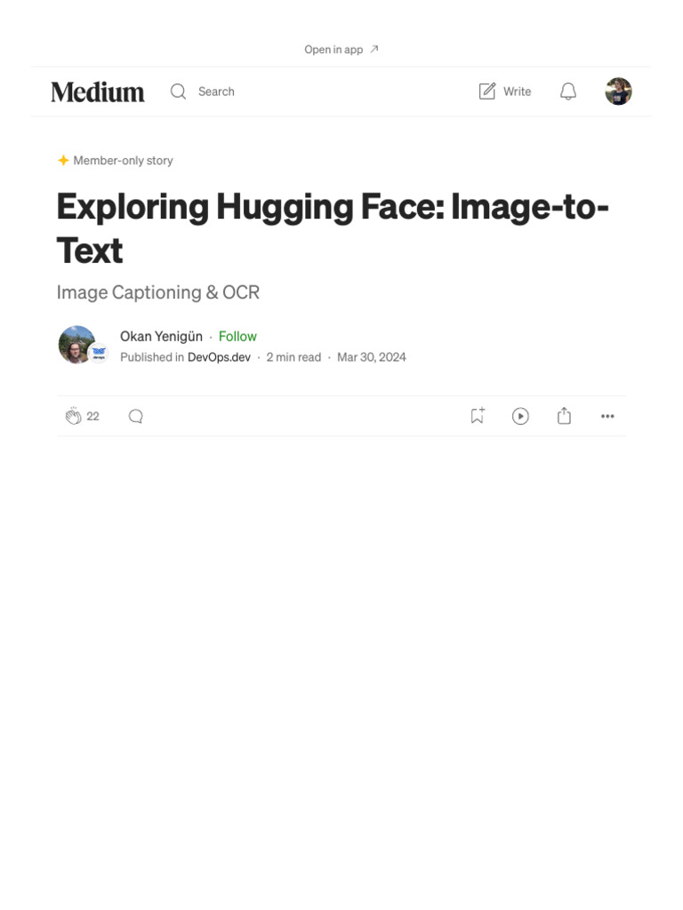Exploring Hugging Face - Image-to-Text - by Okan Yenigün - DevOps - Dev ...