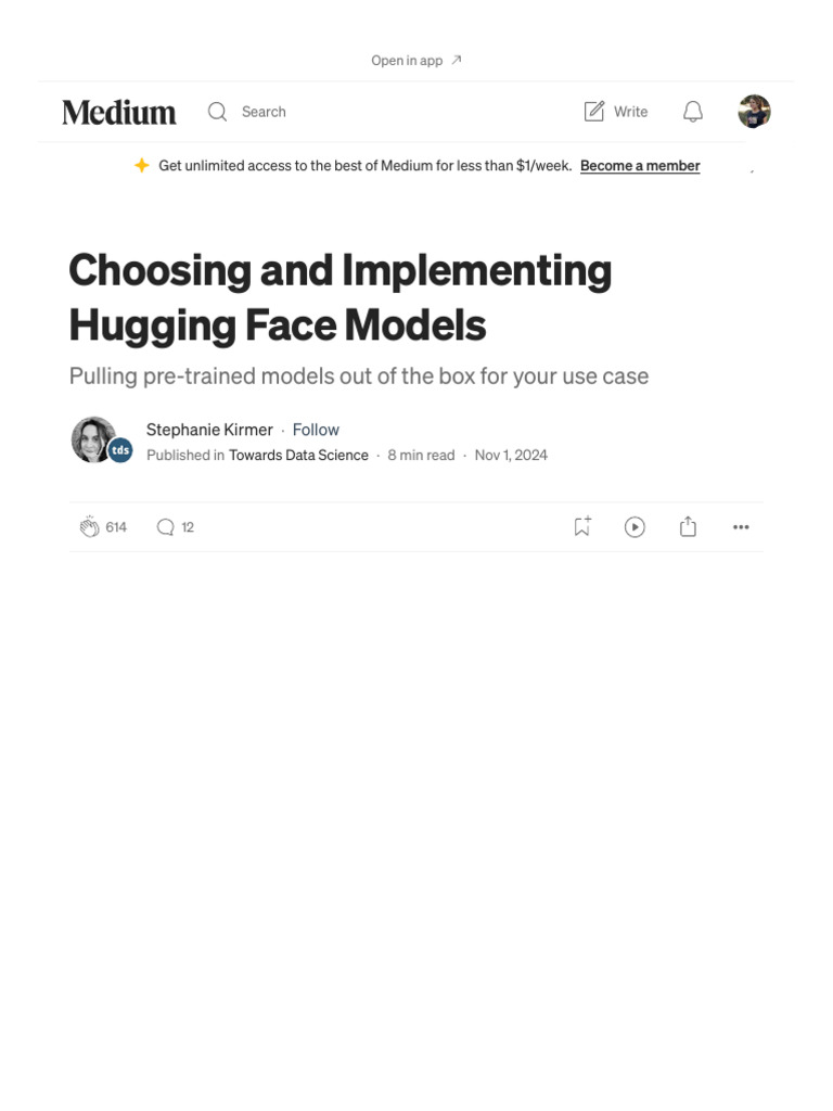 Choosing and Implementing Hugging Face Models - by Stephanie Kirmer - Towards Data Science | PDF ...