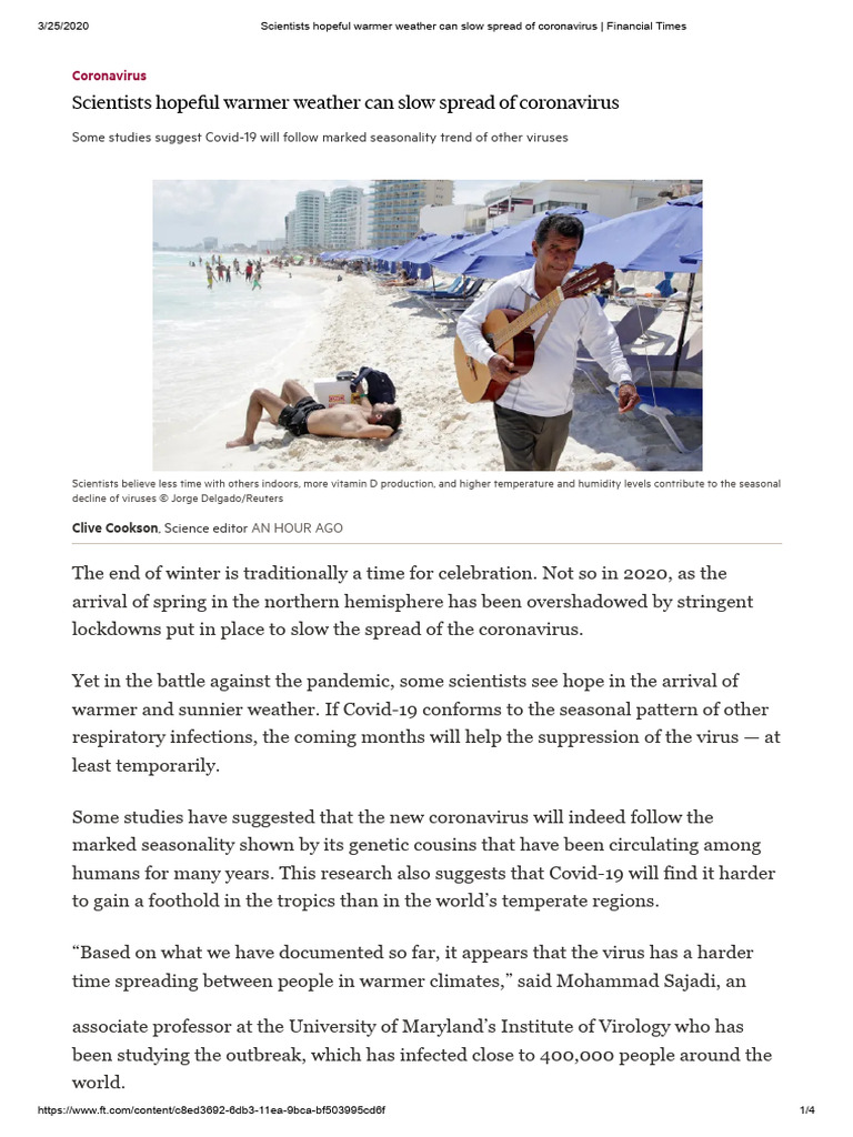 Scientists Hopeful Warmer Weather Can Slow Spread of Coronavirus ...