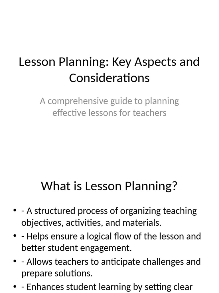 Lesson Planning Detailed Presentation | PDF | English As A Second Or ...