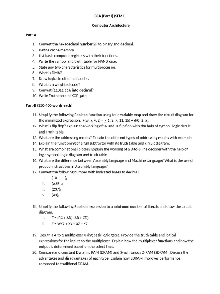 BCA Computer Architecture Syllabus Guide | PDF