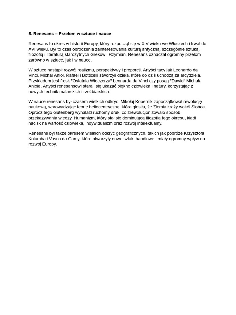 Notatka Renesans | PDF
