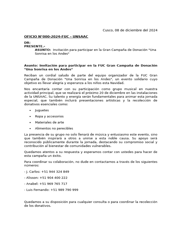 OFICIO - TELETON - FINAL Musicc | PDF