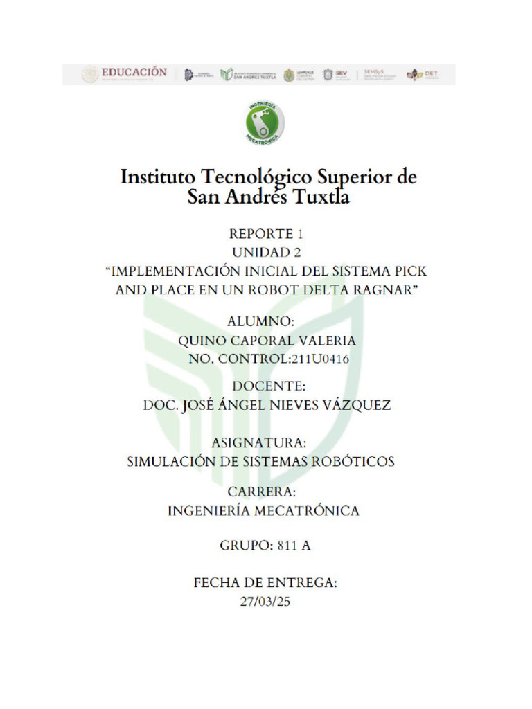 Implementación Inicial del Sistema Pick and Place en un Robot Delta ...