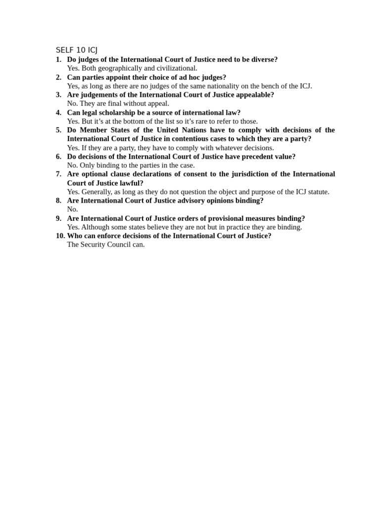 ICJ Judgements and Statute Overview | PDF