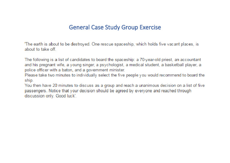 General Case Study Group Exercise | PDF
