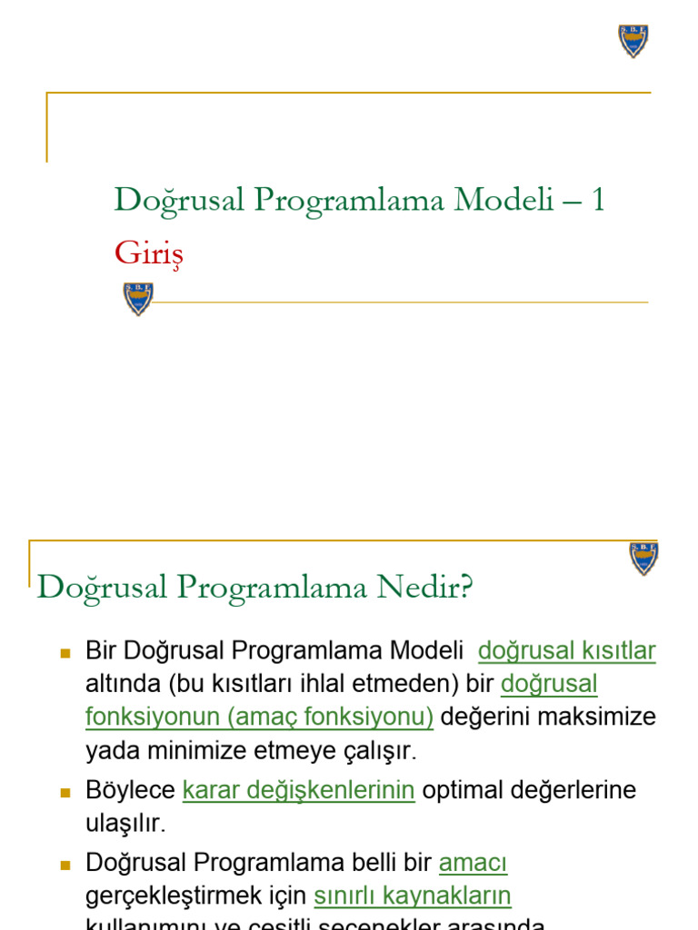 SY 3 Doğrusal Programlama Modeli | PDF