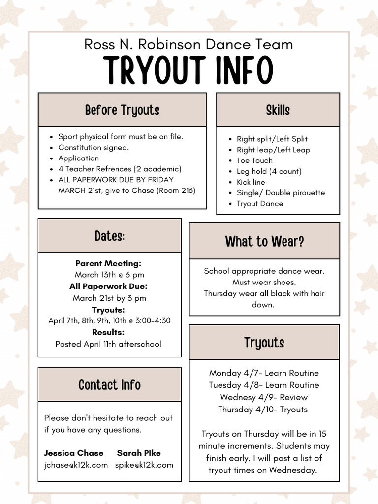 RNR Dance Team Tryout Info | PDF