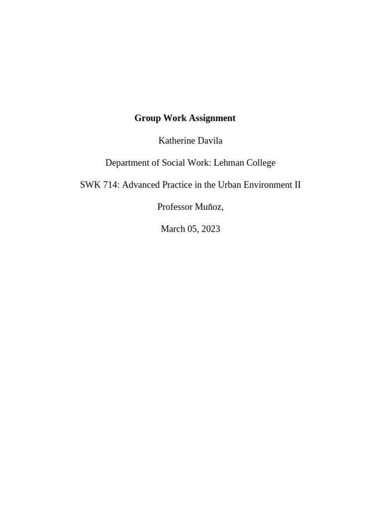 SWK 714 Group Work Assignment | PDF | Psychological Trauma | Mental Health