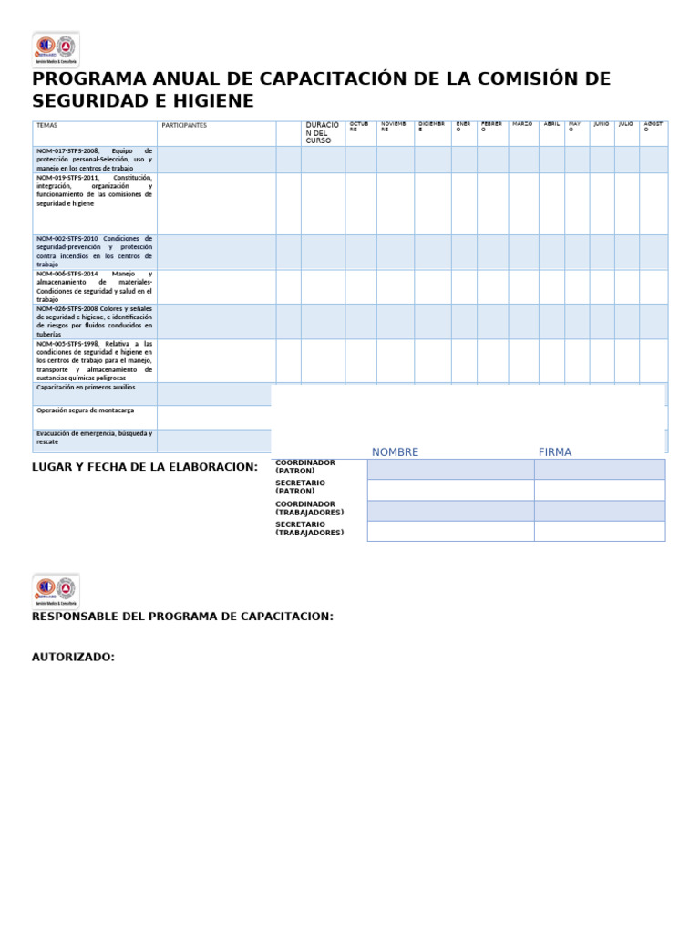 Programa Anual de Capacitación en Seguridad | PDF