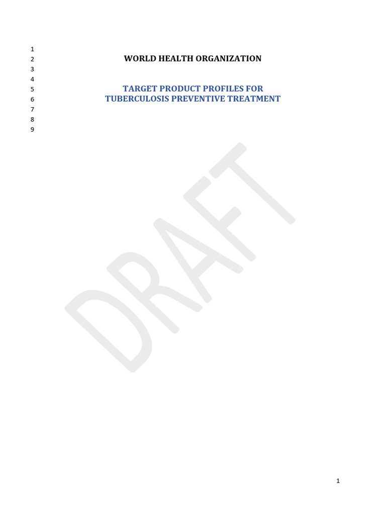 WHO Target Profiles for TB Treatment | PDF | Tuberculosis | Infection
