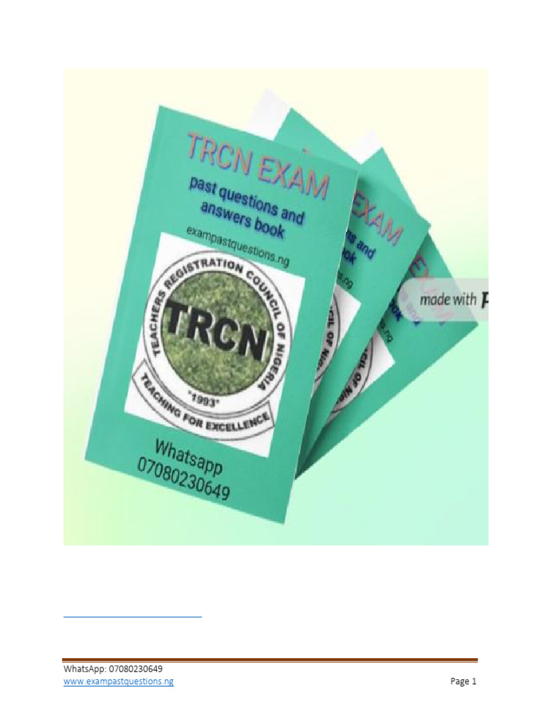 TRCN Pqe Exams Past Questions and Answers | PDF | Curriculum ...