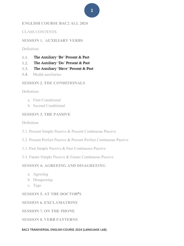 BAC2 English Course 2024 Overview | PDF