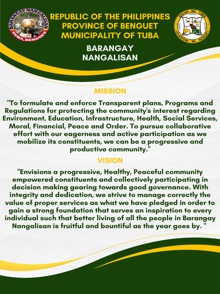Mission and Vision Barangay Nagalisan | PDF