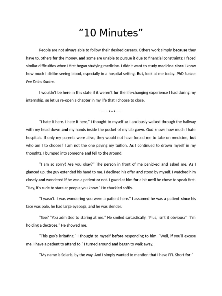 10 Minutes (English Short Story) | PDF