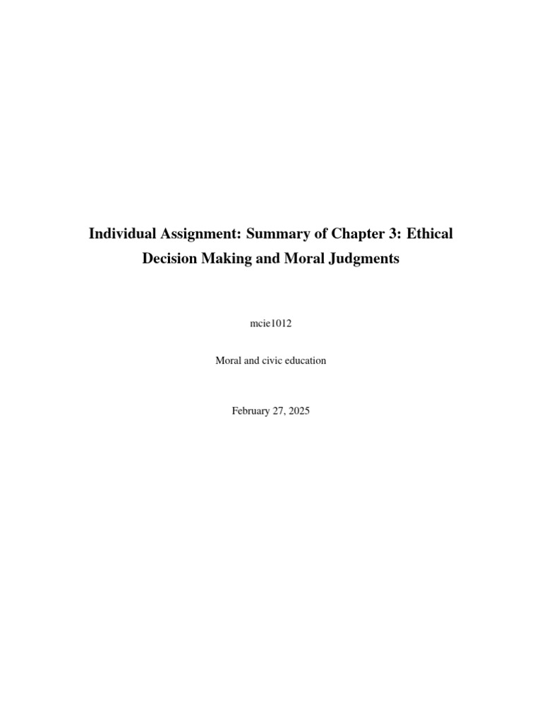 Ethical Decision Making Summary | PDF | Morality | Reason
