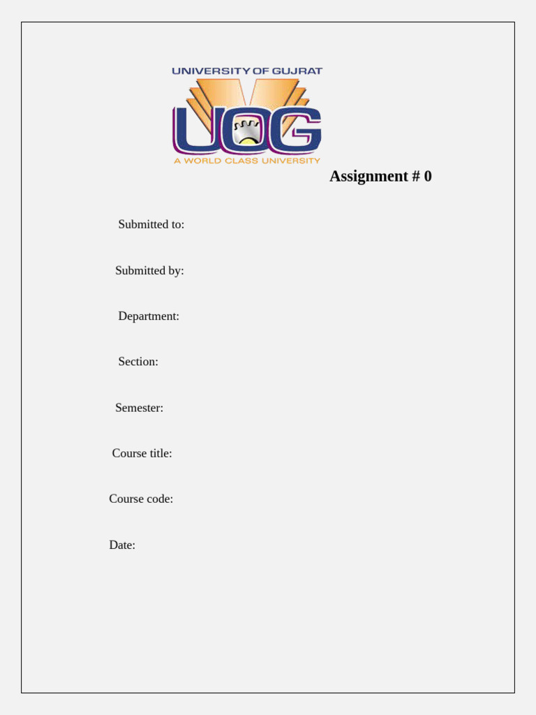 University of Gujrat Sample Assignment Front Page | PDF