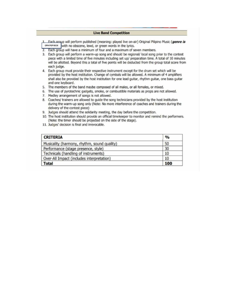 LIVE BAND GUIDELINES | PDF