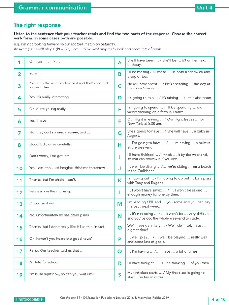 Grammar Response Practice Exercises | PDF