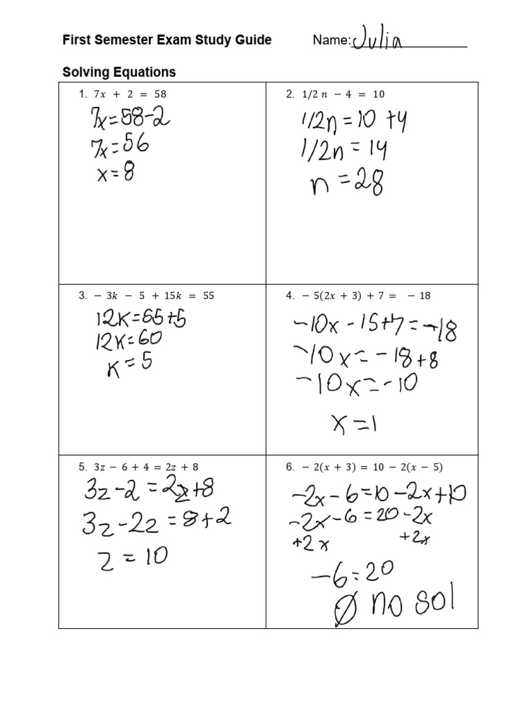 First Semester Exam Study Guide Fall 2024 (Blank Copy) | PDF ...
