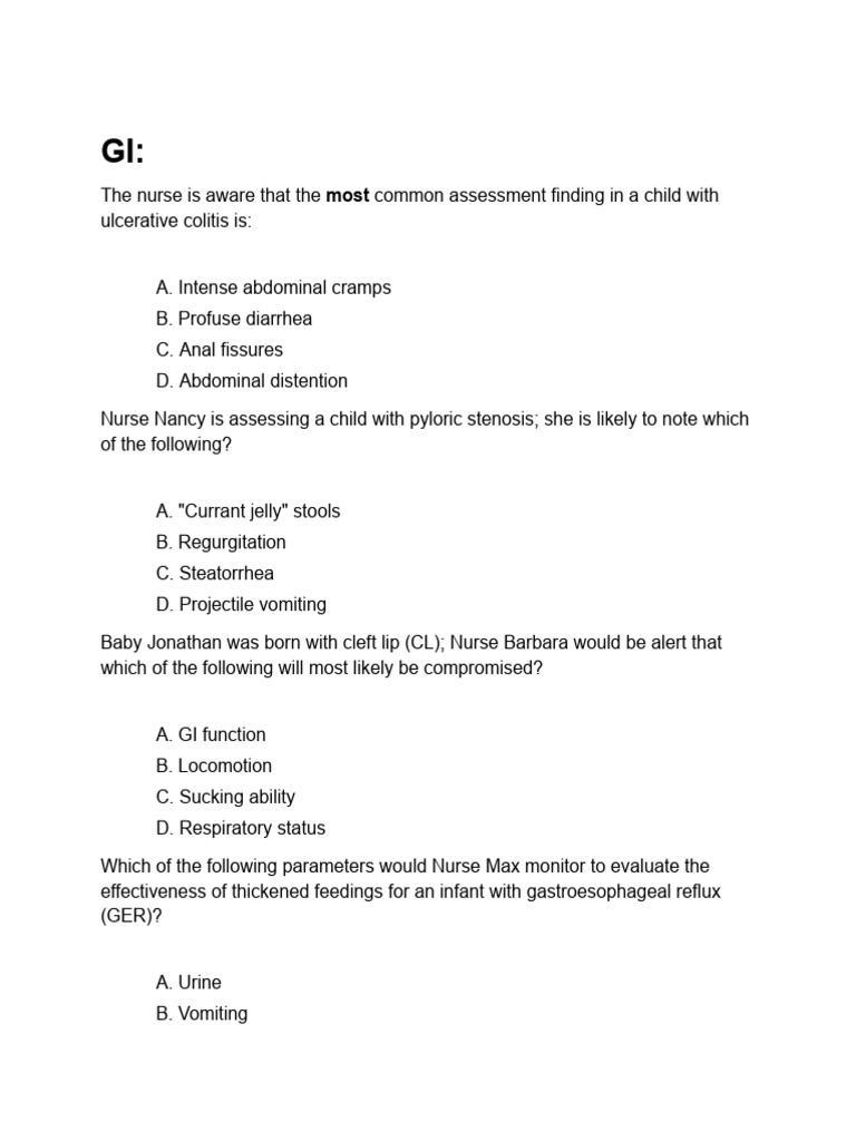Peds Exam Two Practice Questions | PDF | Urinary Tract Infection | Heart