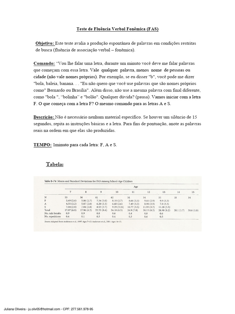 FAS. Aplicação e Correção - FAS | PDF