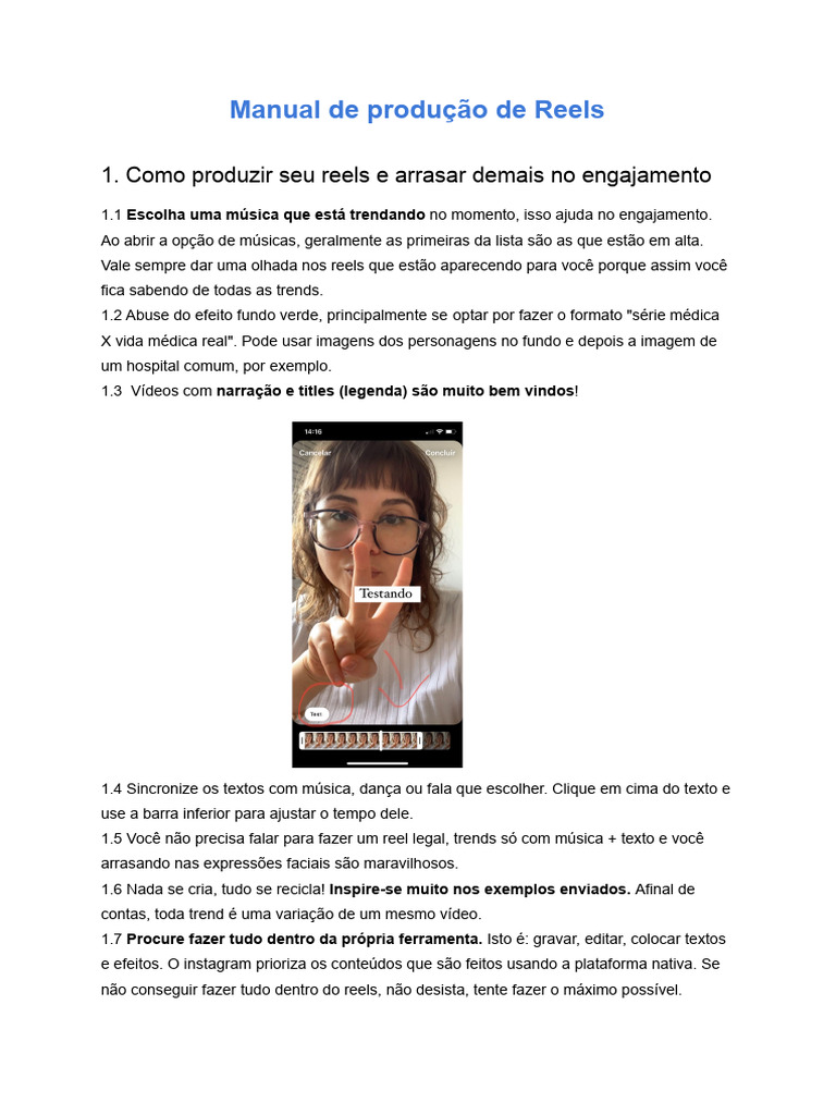 Manual de Produção de Reels | PDF