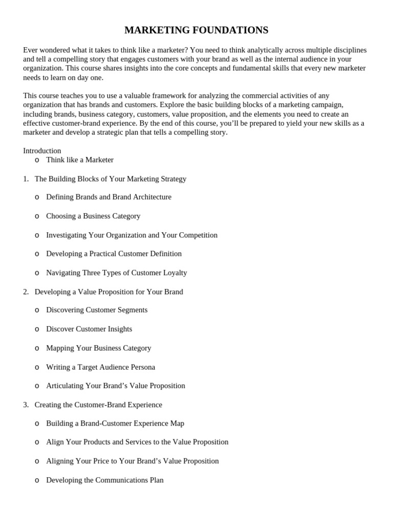 01 Marketing Foundations | PDF | Brand | Marketing
