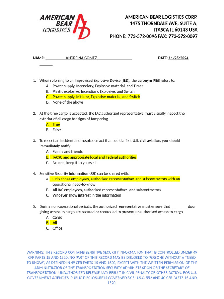 Test Question - IAC Authorized Representative Training Module | PDF ...
