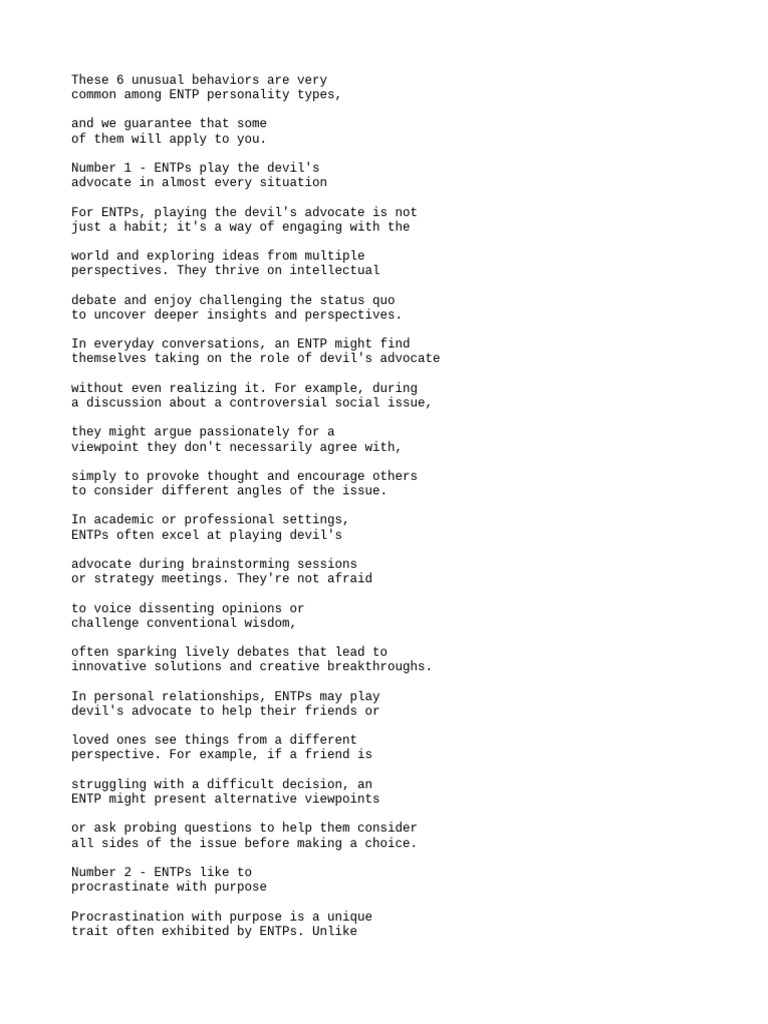 (English) 6 Unusual Behaviours of ENTPs (DownSub - Com) | PDF ...
