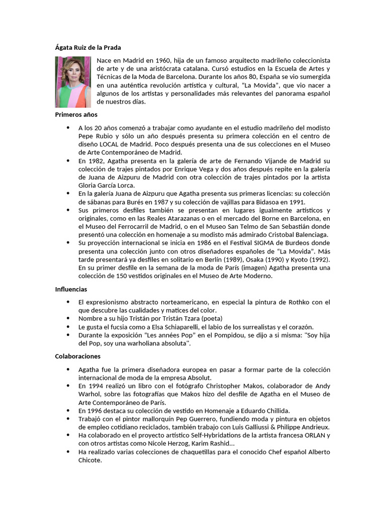 Ágata Ruiz de La Prada | PDF | Madrid | Las artes