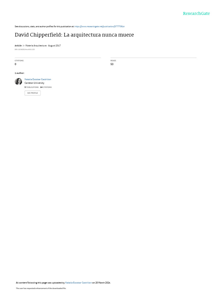 David Chipperfield La Arquitectura Nunca Muere | PDF | Belleza