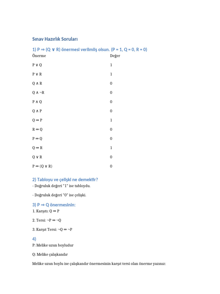 Guncellenmis Sinav Hazirlik Sorulari | PDF