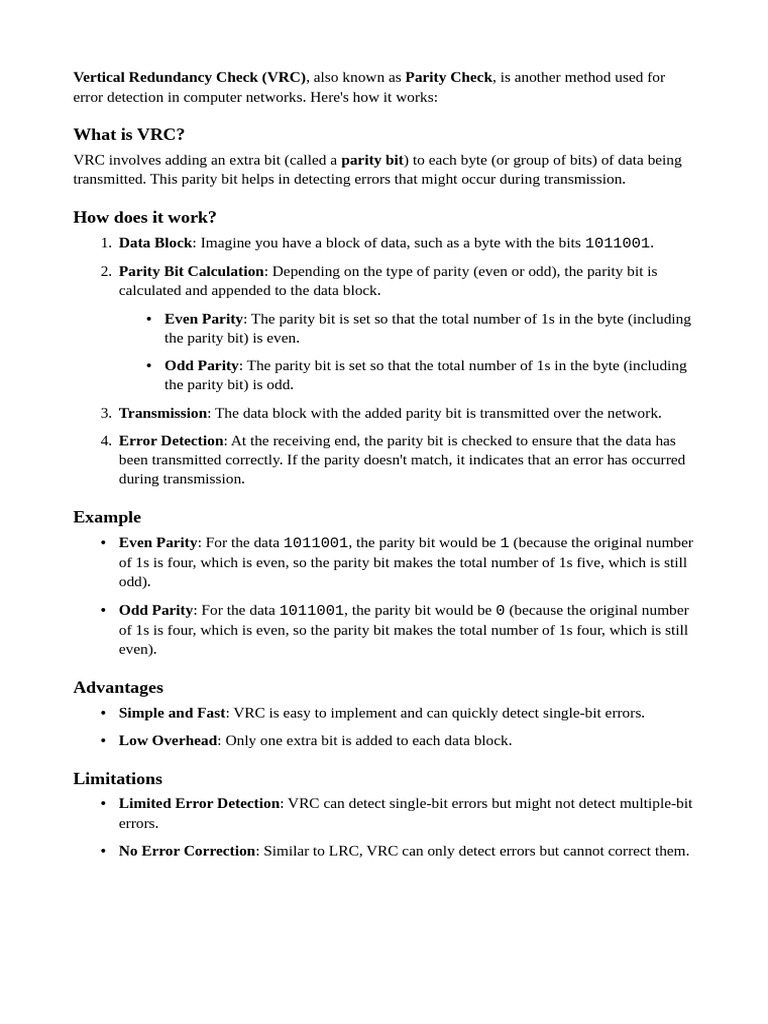 Vertical Redundancy Check | PDF