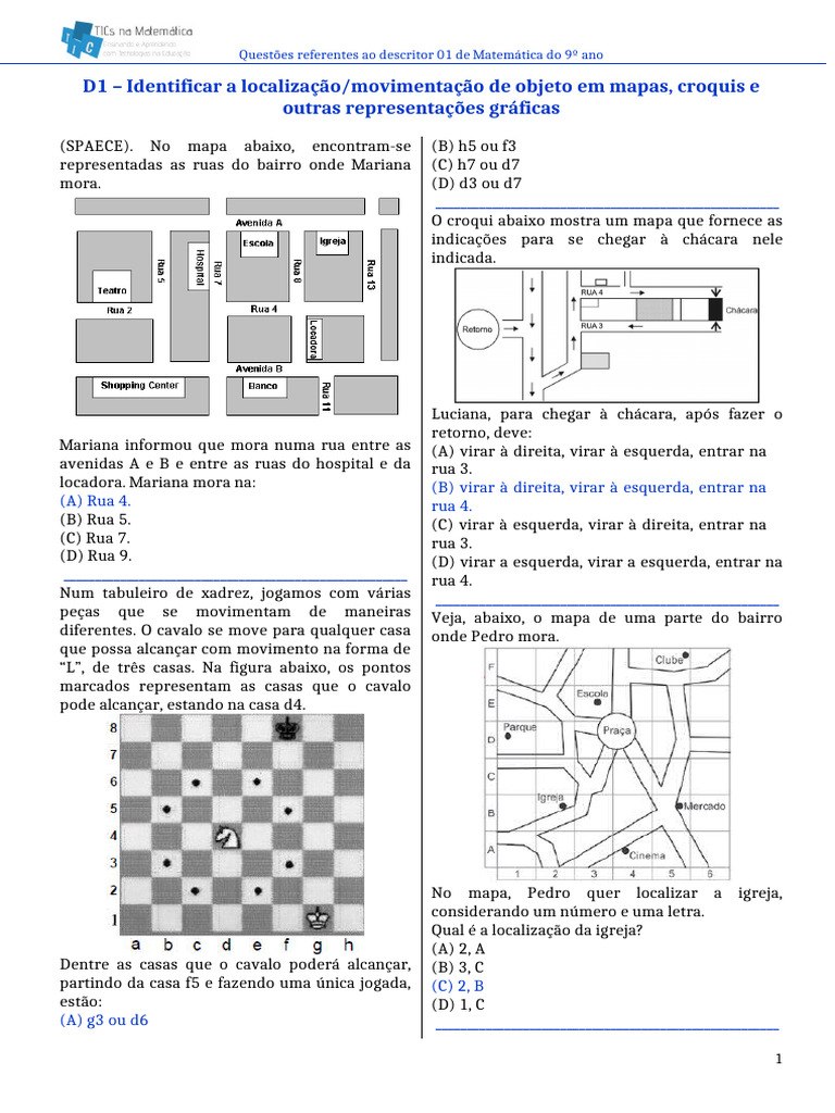Descritor 1 - Identificar A Localizaçãomovimentação de Objeto em Mapas ...