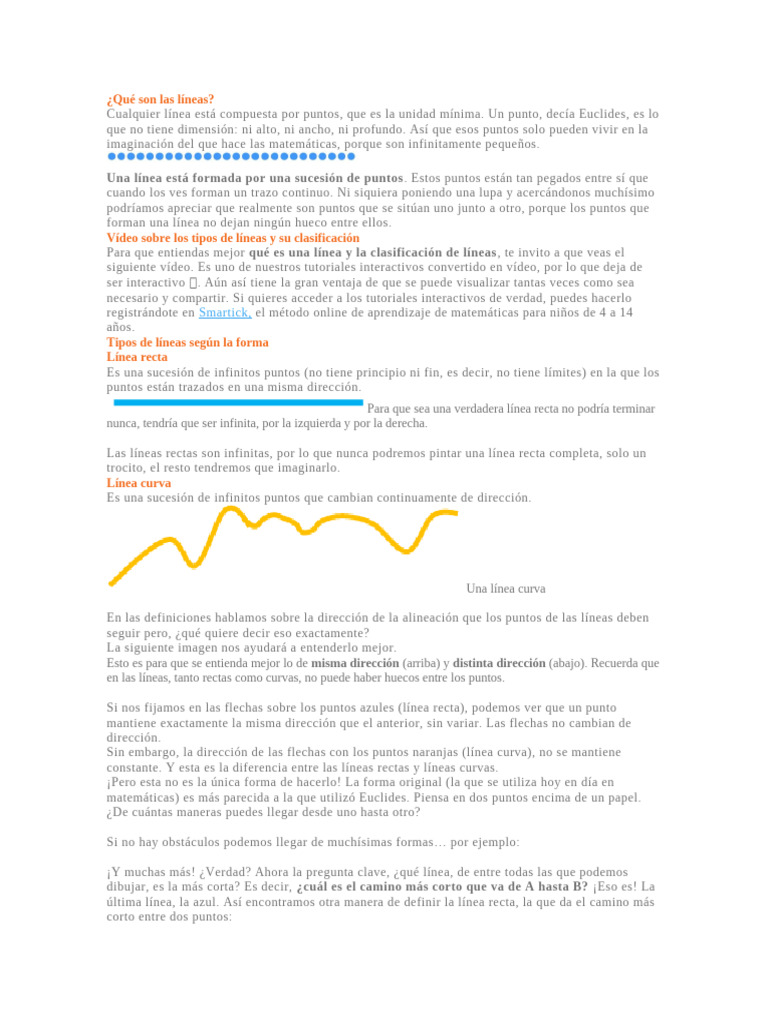 Definición y tipos de líneas | PDF | Euclides | Matemáticas