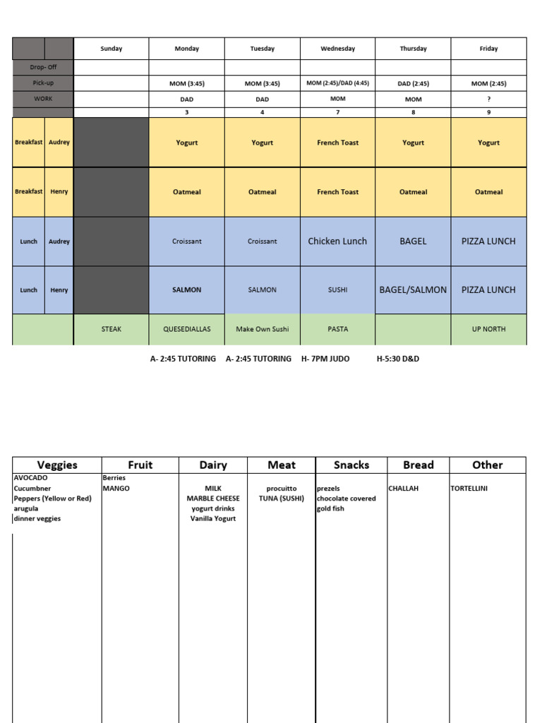 Weekly Menu | PDF
