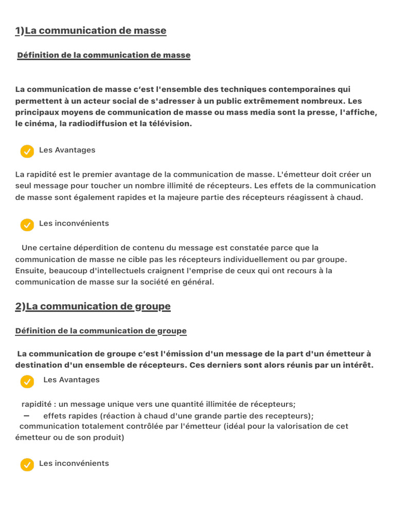 Définition et avantages de la communication de masse | PDF | la ...