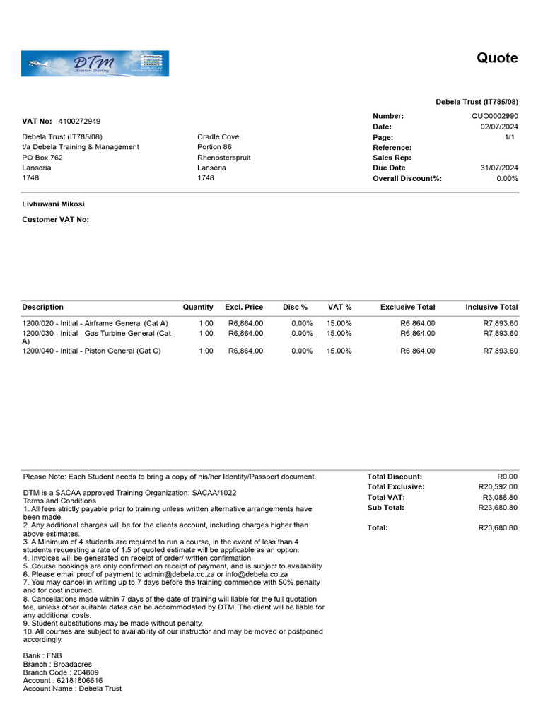 Quotation - QUO0002990 - 02 - 07 - 2024 | PDF | Receipt | Value Added Tax