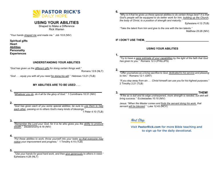 Understanding and Using Your Abilities | PDF | Jesus | Religious Belief ...