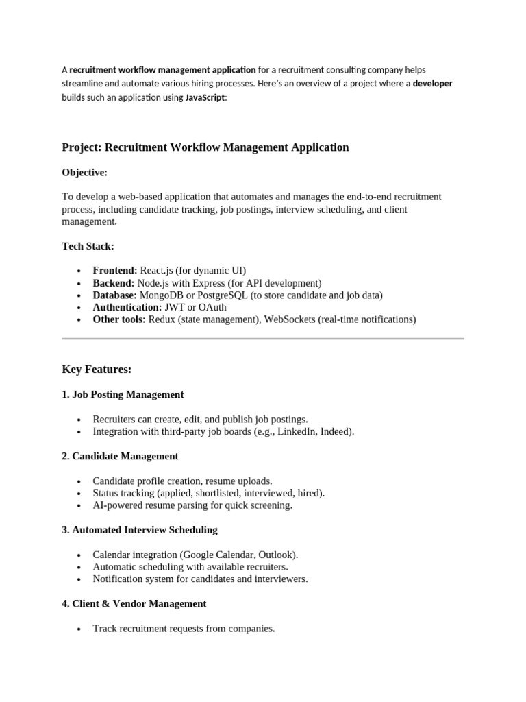 Recruitment Consulting Workflow Manage Project | PDF | Databases ...