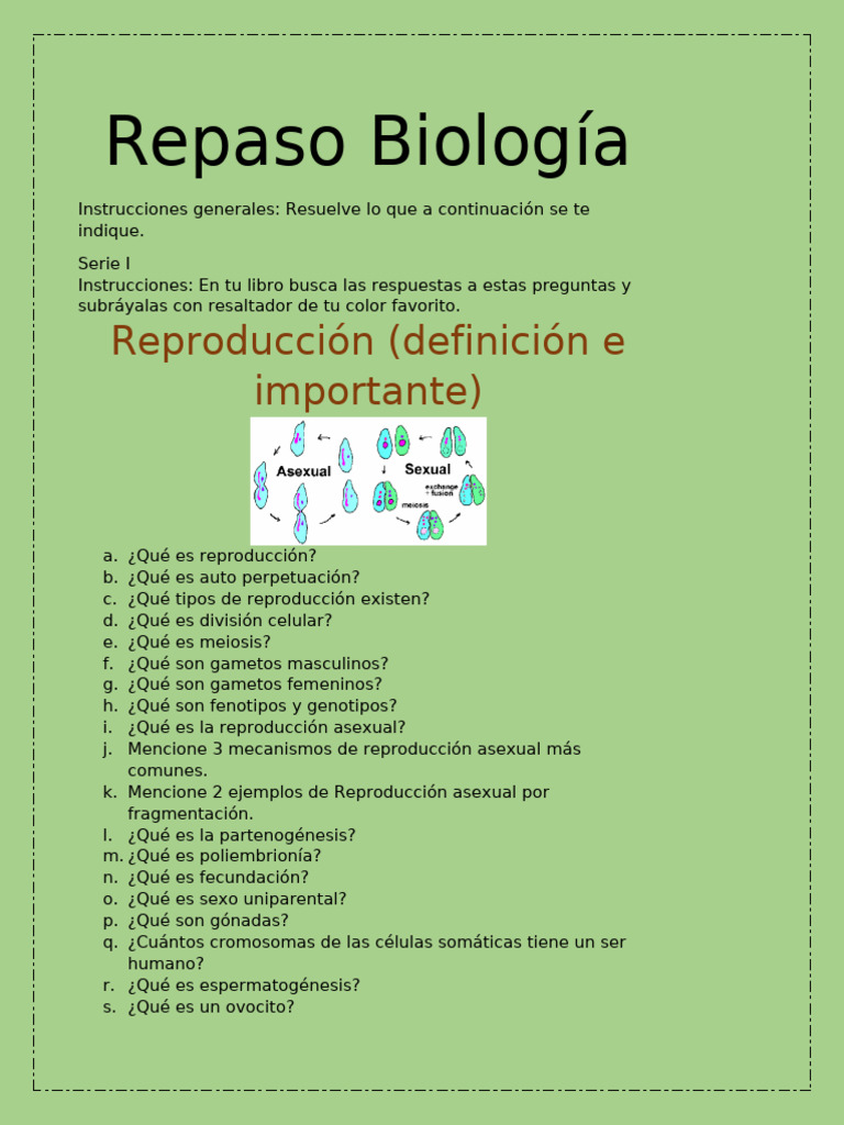 Repaso Biología 01 | PDF