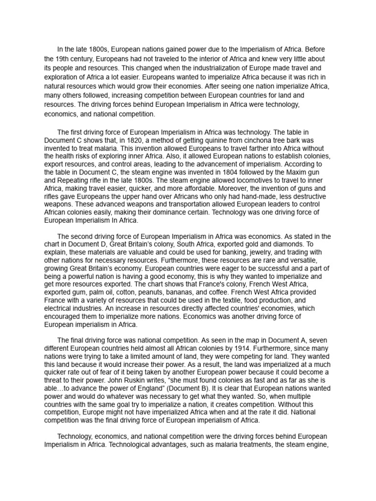 DBQ Essay | PDF | Imperialism | Africa