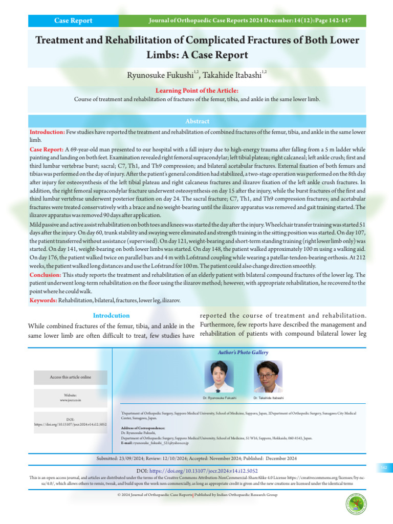 Treatment and Rehabilitation of Complicated Fractures of Both Lower ...