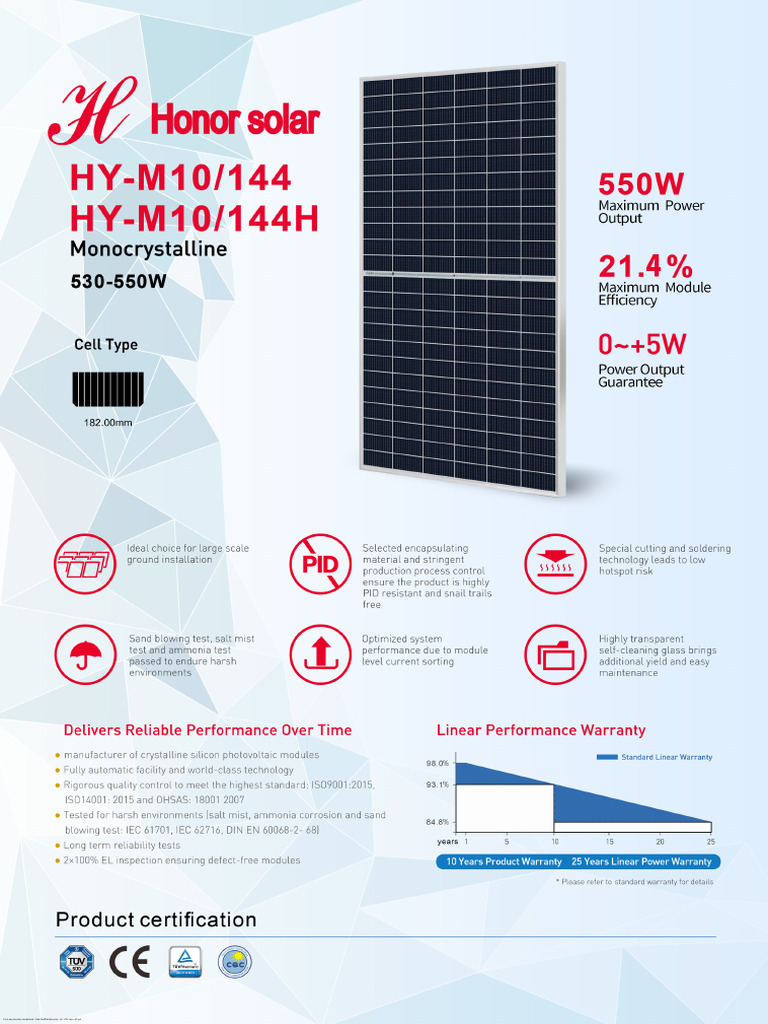 Anexo 6 - Datasheet e Registro Inmetro - Módulo Honor Solar - Hy ...