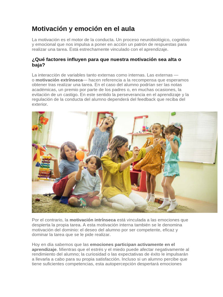 Motivación y Emoción en El Aula Borradorrr | PDF | Motivación ...