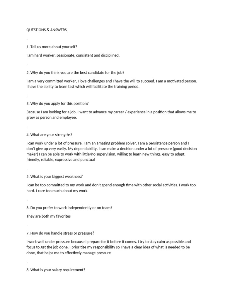 Teacher Interview Questions and Answers | PDF | Psychology ...