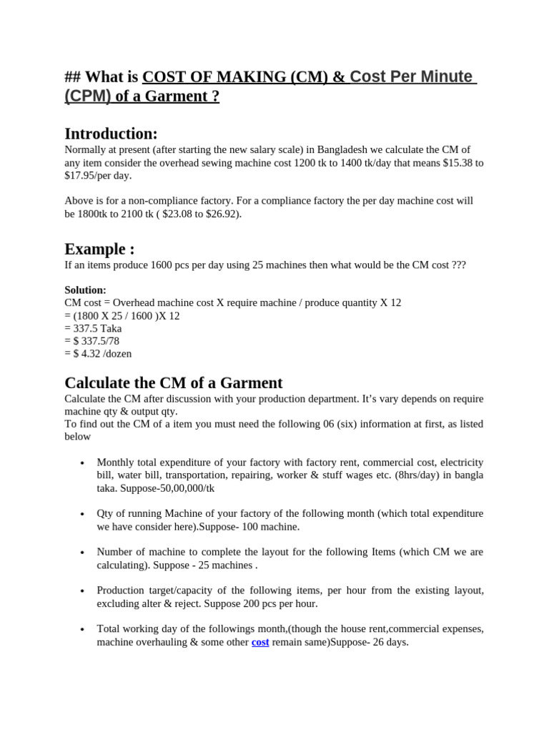 CM & CPM Costing | PDF | Economies